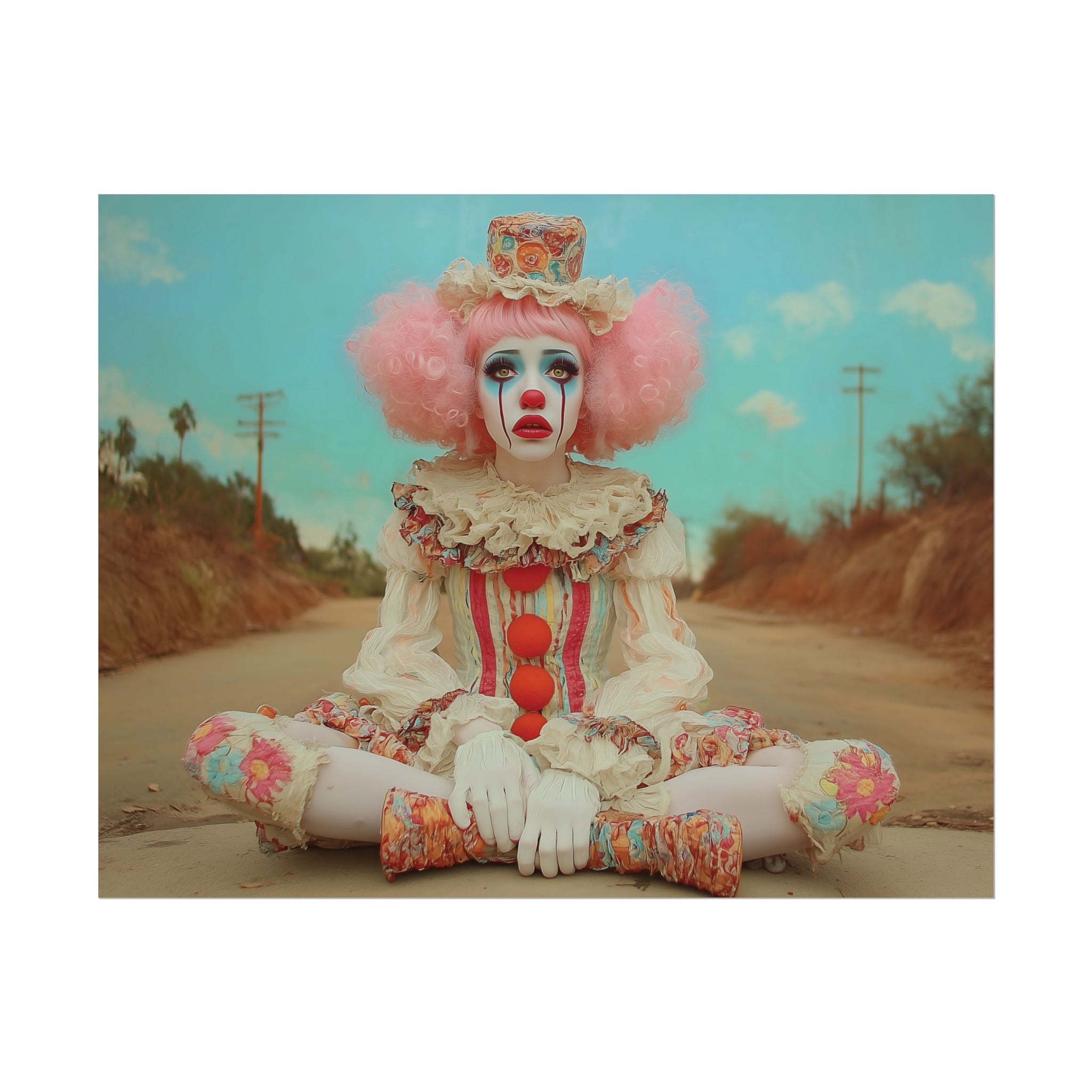 Creepy Cute Clown Poster — Vintage Sad Clown Rolled Art Print – Soul Stain